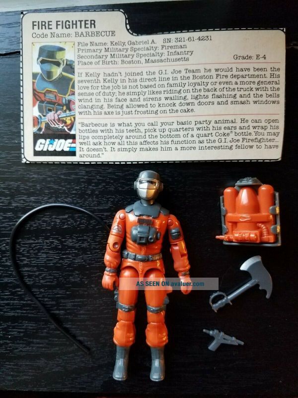 Vintage 1985 GI Joe ARAH Barbecue (V1) 100 Complete W/ File Card, Very ...