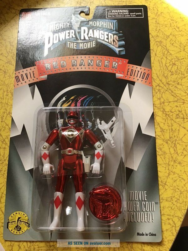 MIGHTY MORPHIN POWER RANGERS THE MOVIE RED RANGER ON CARD WITH COIN ...