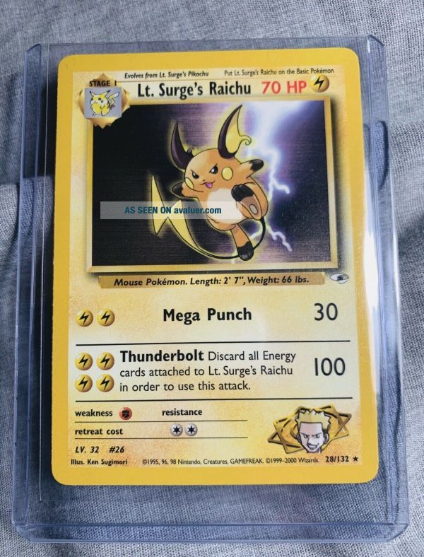 Lt. Surge’s Raichu 28/132 Gym Heroes Rare Pokémon Card Non Holo LP ...