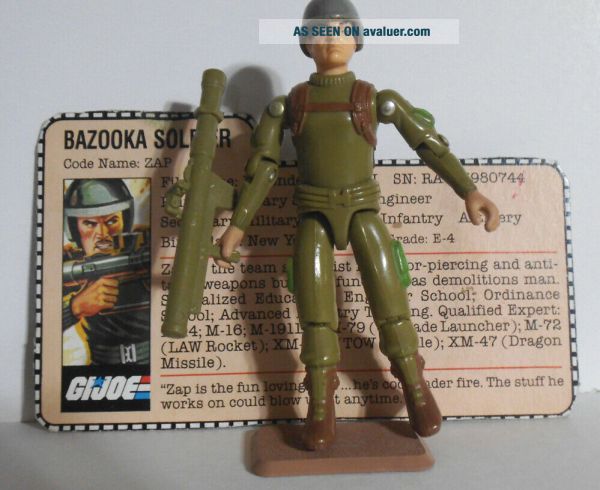 G. I Joe 1982 ZAP Straight Arm Figure 100 Complete W File Card (repair ...