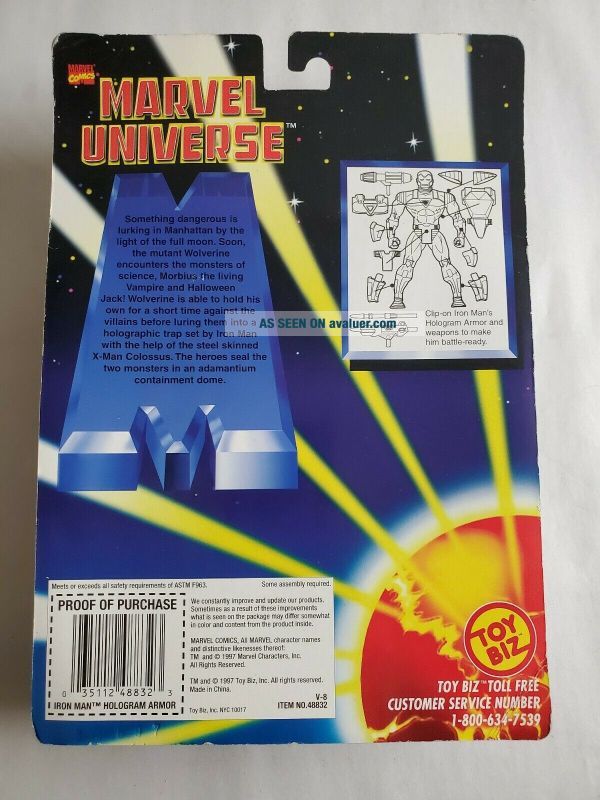 1997 Marvel Universe Iron Man Hologram Armor W/Power Missile Launcher ...