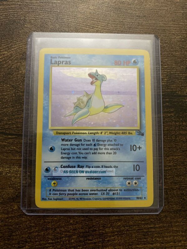 Lapras 10/62 Fossil Holo Rare Never Played In Protective Case Pokemon ...