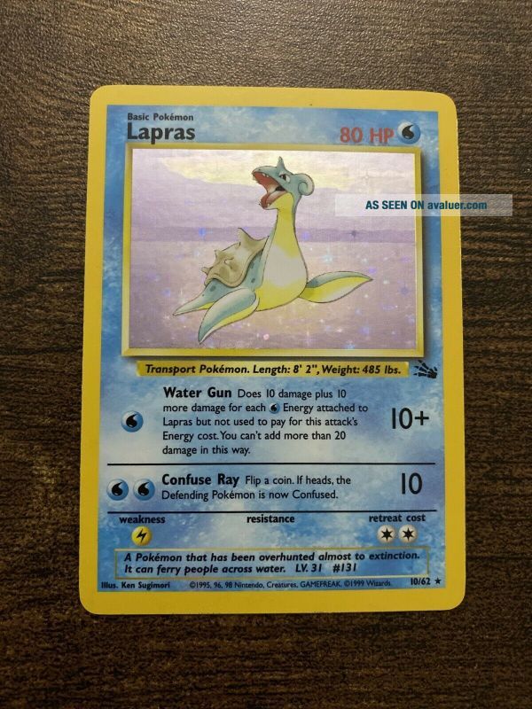 Lapras 10/62 Fossil Holo Rare Never Played In Protective Case Pokemon ...