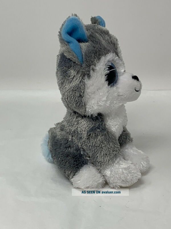 Ty Beanie Boo Slush The Husky Dog 6” Stuffed Animal Blue Glitter Eyes ...