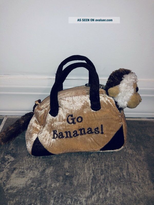 7” GO BANANAS PLUSH MONKEY IN A PURSE BAG STUFFED ANIMAL CAPUCHIN DOLL ...