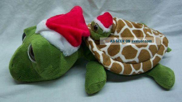 The Petting Zoo CHRISTMAS BIG EYED TURTLE WITH BABY 13 " PLUSH STUFFED ...