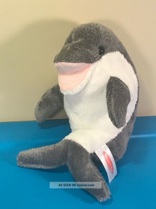 Melissa And Doug 12 " Gray & White Skimmer Plush Dolphin Stuffed Toy ...