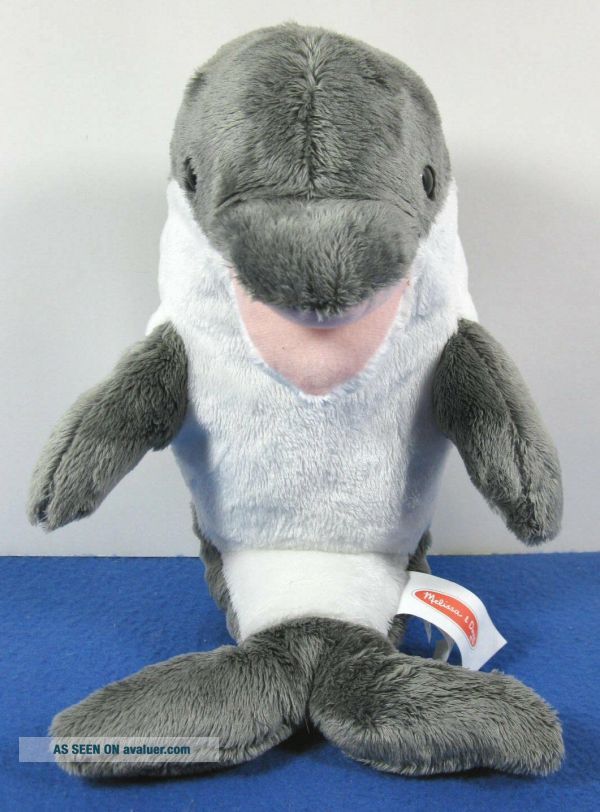 Melissa And Doug 12 " Gray & White Skimmer Plush Dolphin Stuffed Toy ...