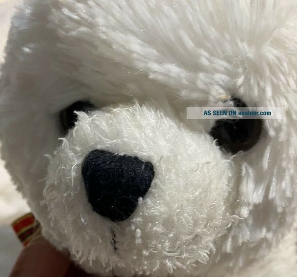 Ron Banafato White Bear Plush Red Bow RBI Stuffed Animal | #33046238