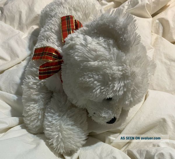 Ron Banafato White Bear Plush Red Bow RBI Stuffed Animal | #33046238