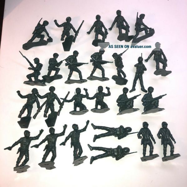 MARX Playset Reissued Toy Soldiers WWII Marines 54mm Set Of 25 Stiff ...