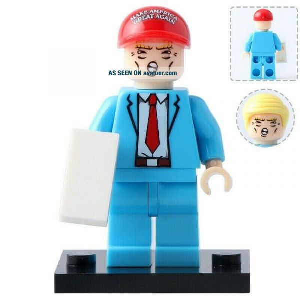 Donald J. Trump Custom Lego Minifigure W/ Yellow Hair And Hat MAGA Mini ...