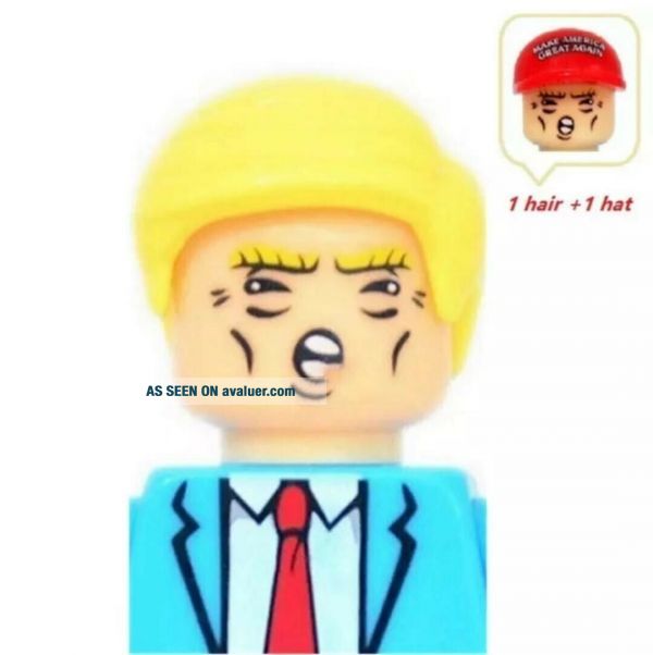 Donald J. Trump Custom Lego Minifigure W/ Yellow Hair And Hat MAGA Mini ...