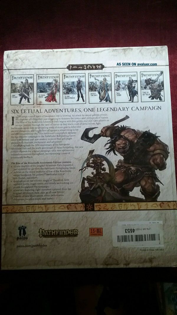 Pathfinder RPG Adventure Path: Rise Of The Runelords Anniversary ED ...