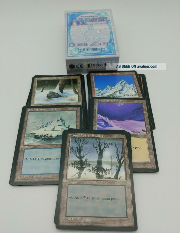 MTG MAGIC THE GATHERING ICE AGE SNOW COVERED LANDS 50 TEN EACH W/Box ...
