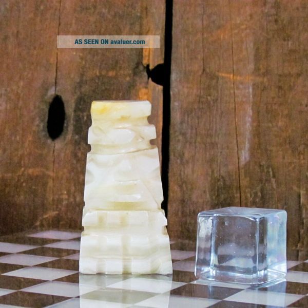 Hand Carved Aztec Chess Pawn White Onyx Stone Replacement Mexico ...