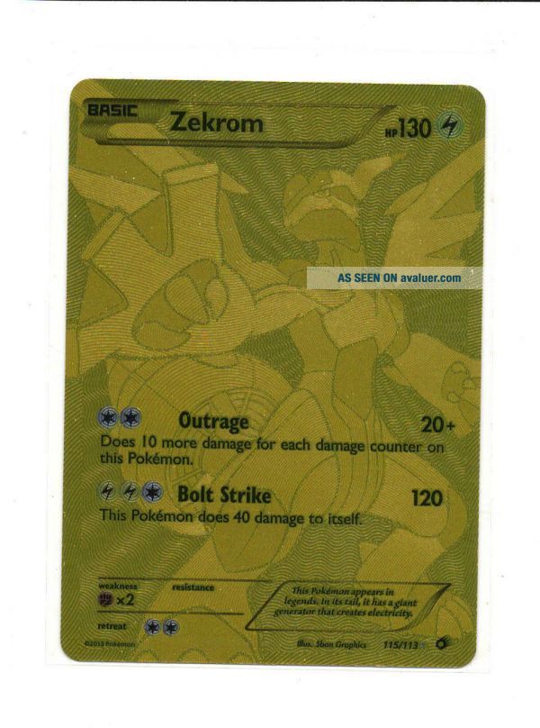 1X POKEMON ZEKROM 115/113 LEGENDARY TREASURES SECRET SET ULTRA RARE ...