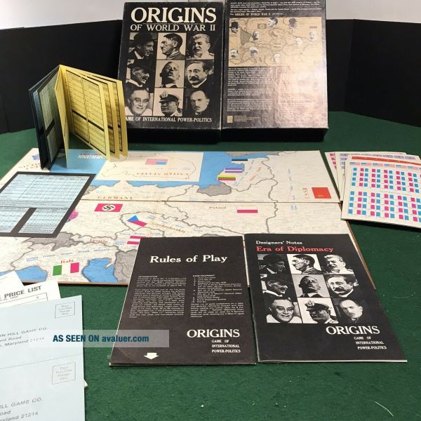 Vintage 1980 Origins Of World War II Board Game Avalon Hill Complete ...