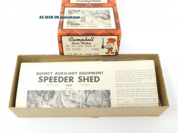 HO 1/87 Scale Campbell 403 Speeder Shed & Ice House Craftsman Building ...