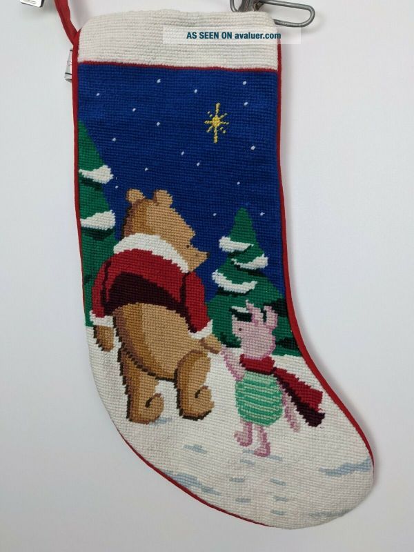 Vintage WINNIE POOH & PIGLET Christmas Stocking Needlepoint Cross ...