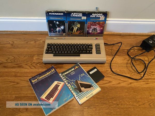 Vintage Commodore 64 Computer With 3 Games And Power Supply ...