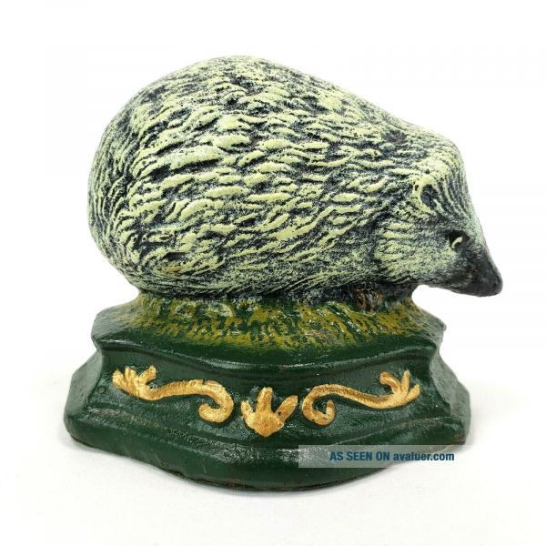Vintage Cast Iron Metal Hedgehog Door Stop Figure | #44496766