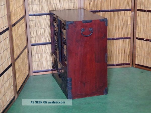 Japanese Chest Antique Tansu Dansu Storage Safe Box Wood Handmade With ...