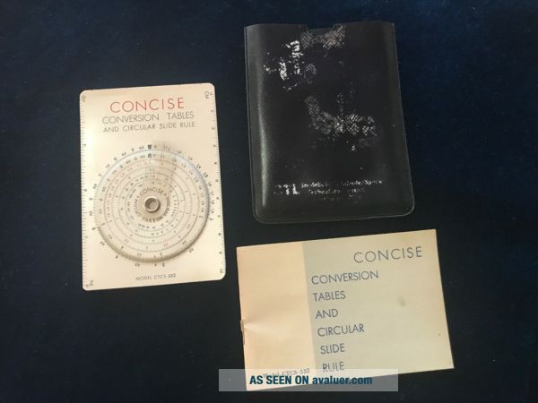 Vintage 1960’s Concise Circular Slide Rule Model CTCS - 552 W/ Instruct ...