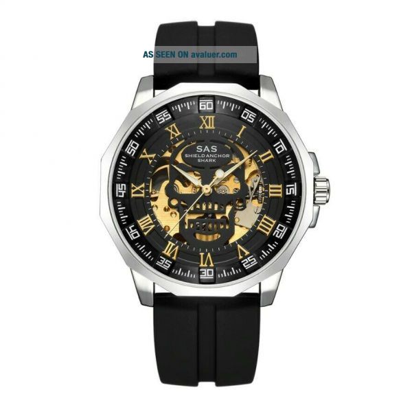 SAS Men ' S Skull Mechanical Automatic Skeleton Swiss Des Watch Homage ...