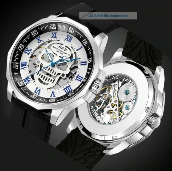 SAS Men ' S Skull Mechanical Automatic Skeleton Swiss Des Watch Homage ...