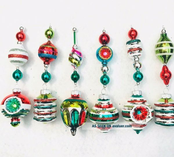 6 VINTAGE MERCURY GLASS CHRISTOPHER RADKO CHRISTMAS ORNAMENT ICICLES ...