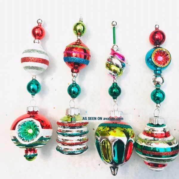 6 VINTAGE MERCURY GLASS CHRISTOPHER RADKO CHRISTMAS ORNAMENT ICICLES ...