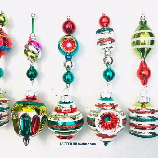6 VINTAGE MERCURY GLASS CHRISTOPHER RADKO CHRISTMAS ORNAMENT ICICLES ...