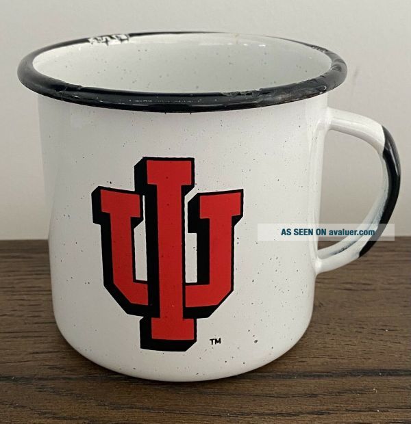 Vintage Indiana University Hoosiers Enamel Metal Coffee Cup Mug IU Rare ...