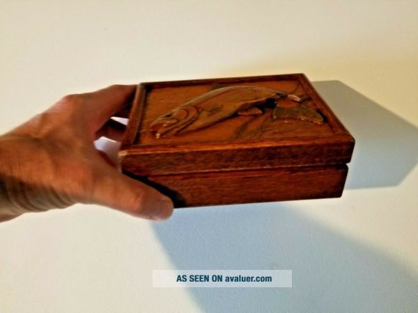 Wood Cigar Box Carved By S. Bond Rainbow Trout From Bridger Trading ...