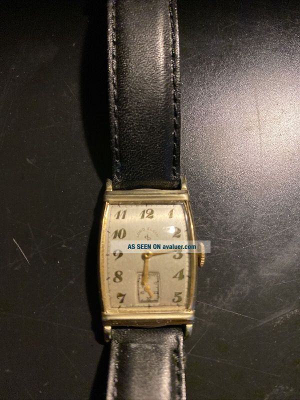 Vintage 14k Gold Filled Lord Elgin Curvex Watch Black Leather Band ...