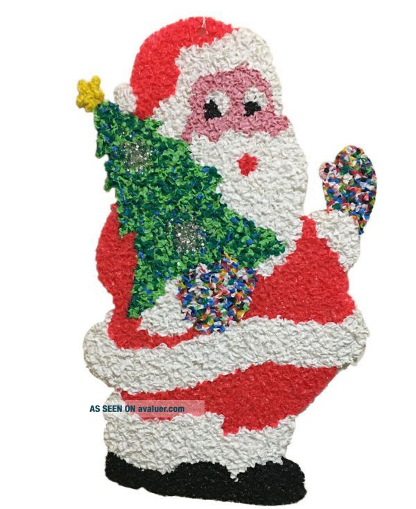 Melted Popcorn Santa Vintage Wall Hanging 1970s Large Christmas Approx ...