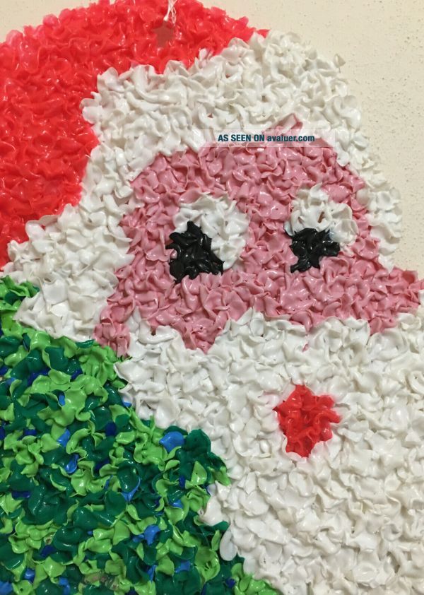 Melted Popcorn Santa Vintage Wall Hanging 1970s Large Christmas Approx ...