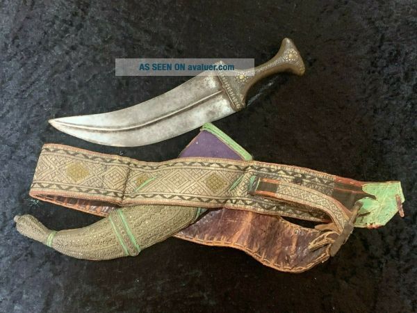ANTIQUE 19TH CENTURY INDO PERSIAN JAMBIYA KNIFE DAGGER COMPLETE WITH ...