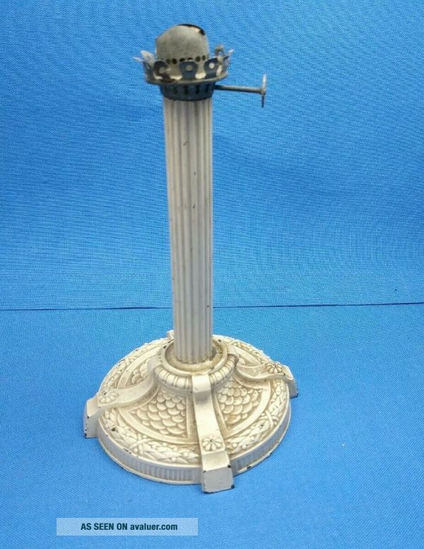 Miniature Oil Lamp Carved Pillar Column Vintage Antique Cast Iron Acorn ...