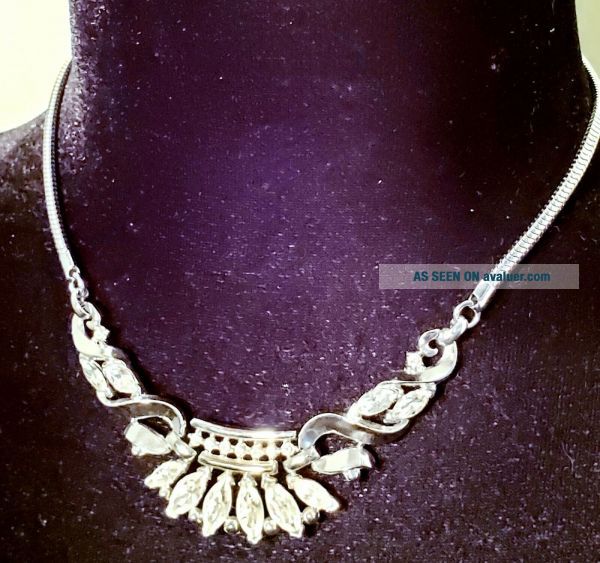 Vintage Trifari Pat Pend Rhinestone/Crystal Choker Necklace Silver Tone ...