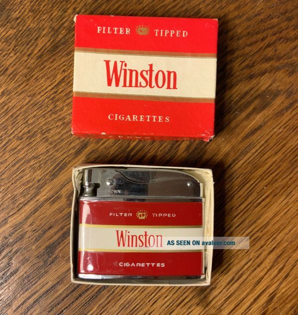 RARE Vintage Winston Cigarette Lighter With Box And Tissue | #44767006