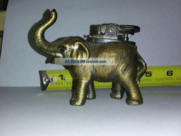 Vintage Brass Elephant Table Top Cigarette Lighter (Japan) | #44776553