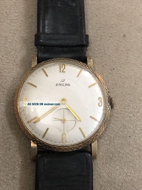 Rare Vintage 9ct Gold Enicar Mens Gents Mechanical Wind Wristwatch ...