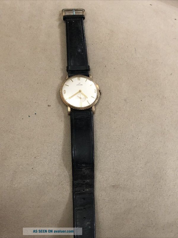 Rare Vintage 9ct Gold Enicar Mens Gents Mechanical Wind Wristwatch ...