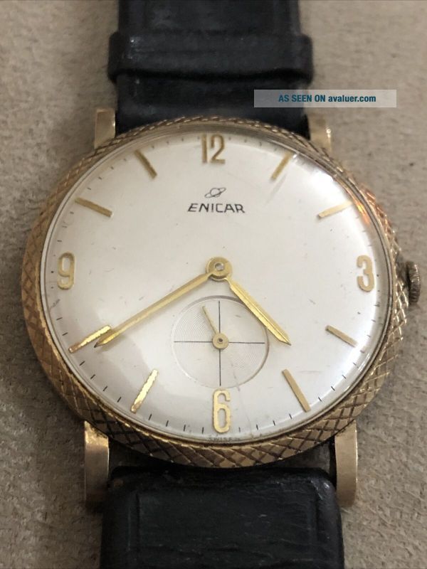 Rare Vintage 9ct Gold Enicar Mens Gents Mechanical Wind Wristwatch ...