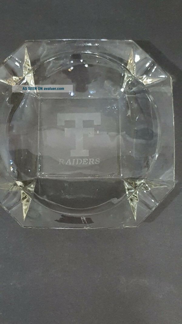 Texas Tech Raiders Ashtray Vintage Large Crystal Clear Pressed Heavy ...