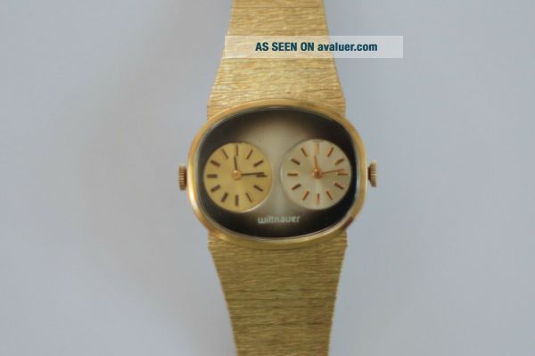 Wristwatch Vintage Wittnauer Dual Time Zone Analog Wrist Watch Two ...