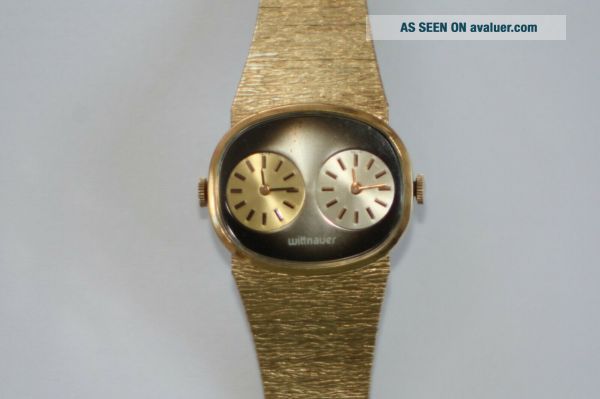 Wristwatch Vintage Wittnauer Dual Time Zone Analog Wrist Watch Two ...