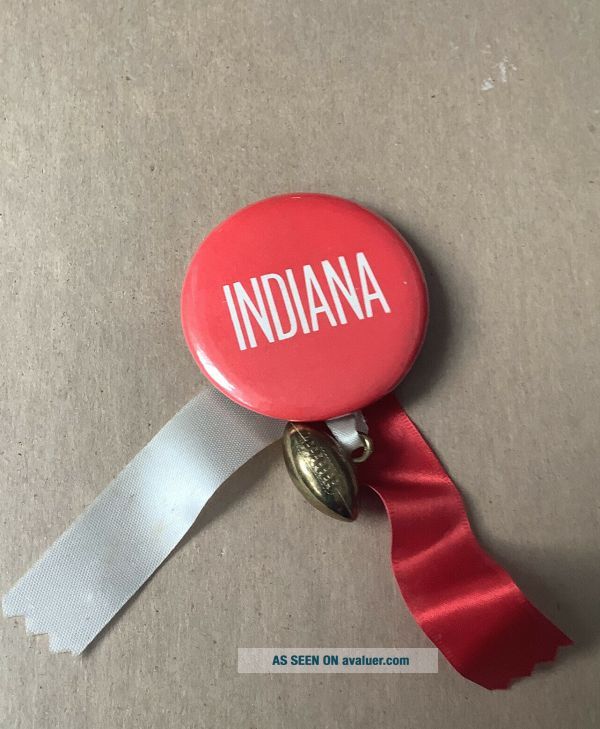 Vintage Indiana Hoosiers Pin Back Button Football With Ribbon And Charm ...